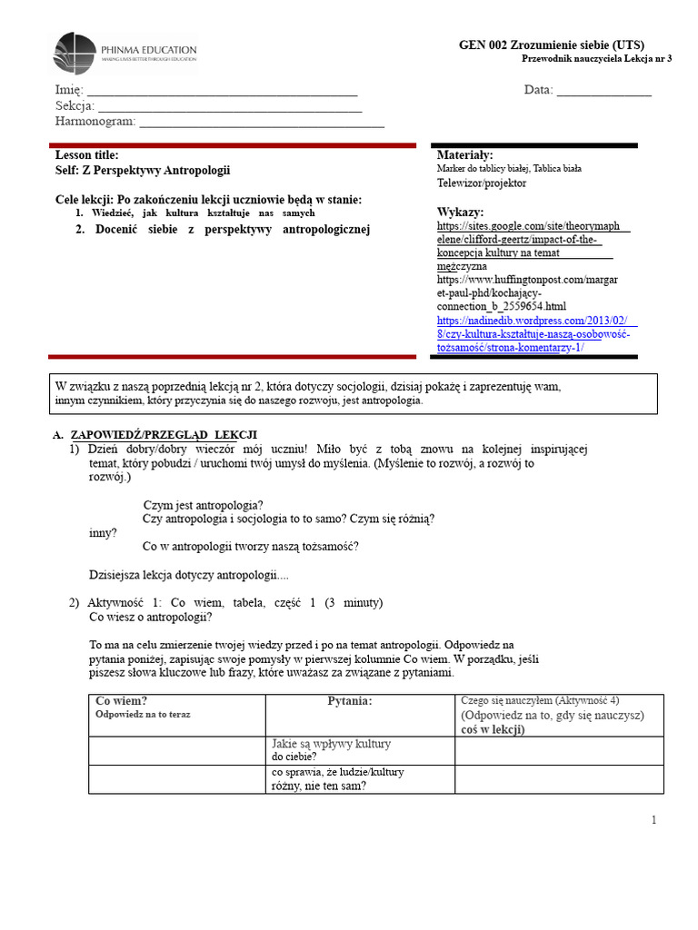 Gen 002 Lekcja 3 | PDF
