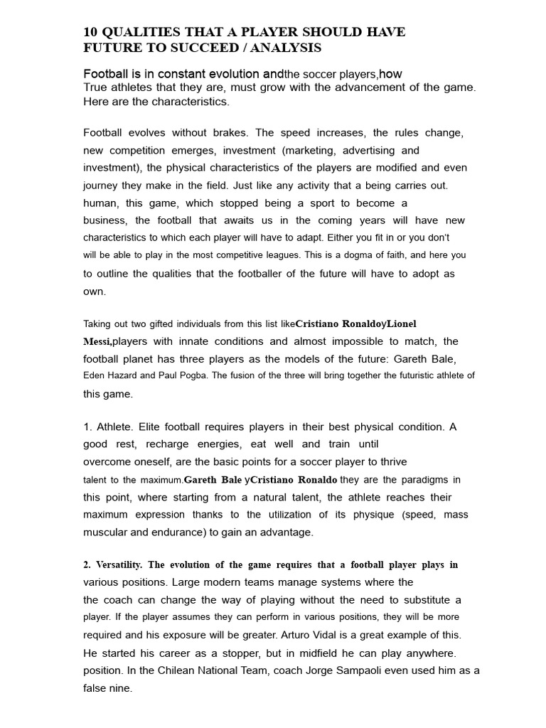 10 Qualities That the Player of the Future Must Have to Succeed | PDF ...
