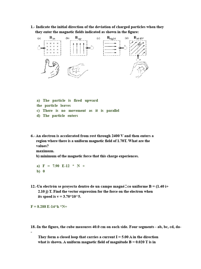 Magnetic Field Questions | PDF | Magnetic Field | Force