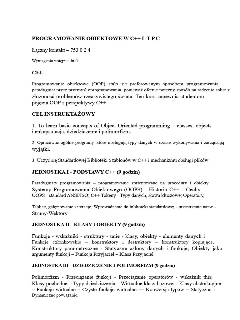 Programowanie obiektowe w C | PDF