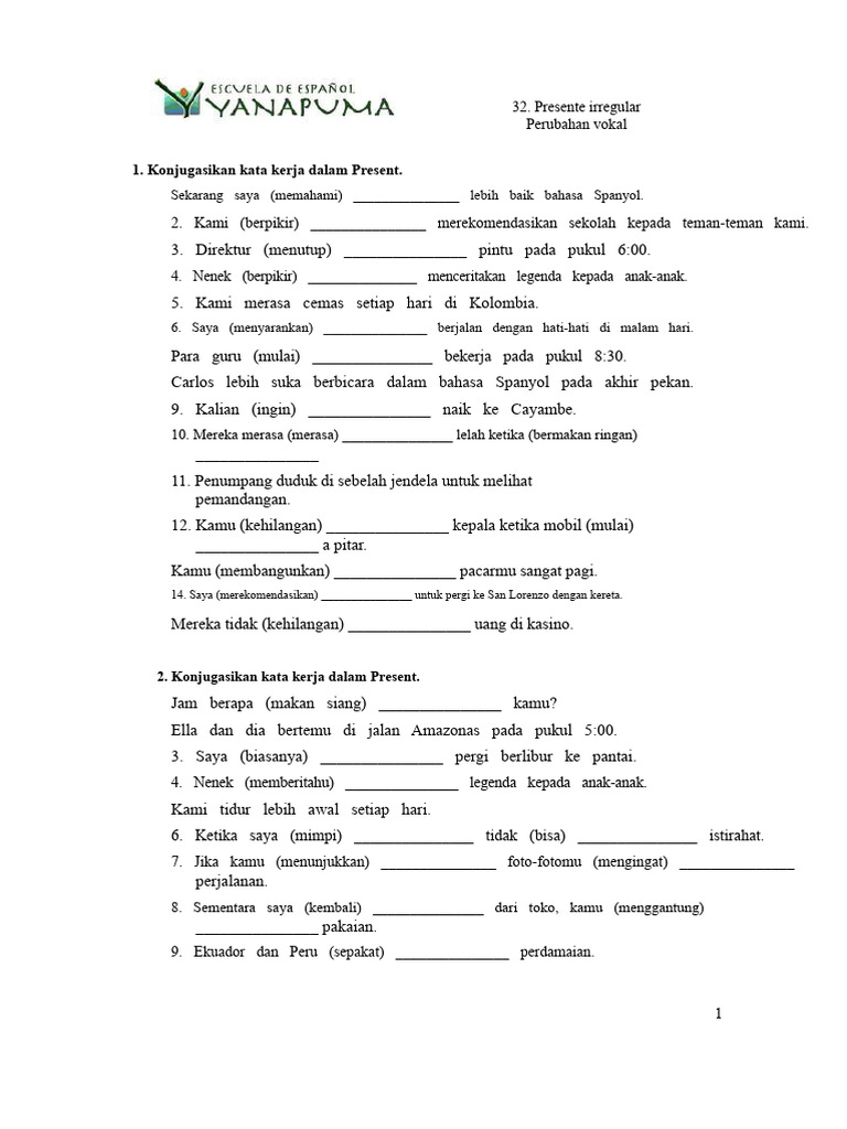 26 Kehadiran Perubahan Vokal Tidak Teratur E-Ie, O-Ue, E-I PDF | PDF