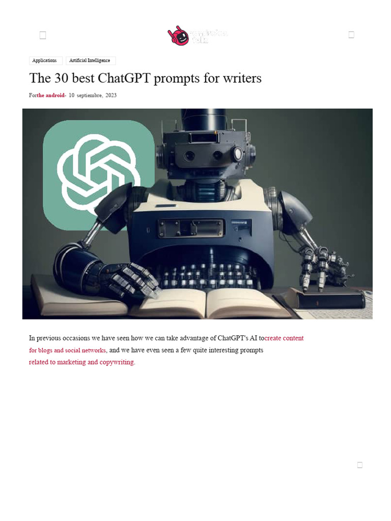 Top 30 ChatGPT Prompts for Writers | PDF