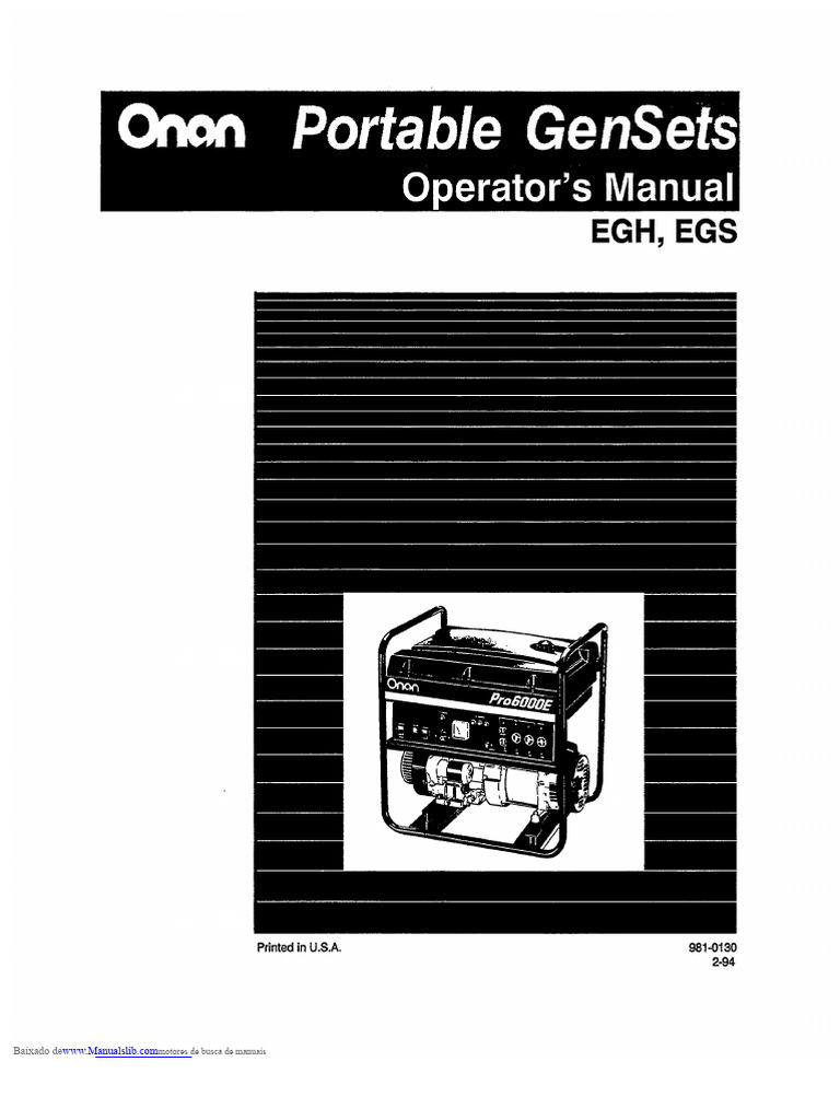 Manual Onan Pro 6000 Egh | PDF