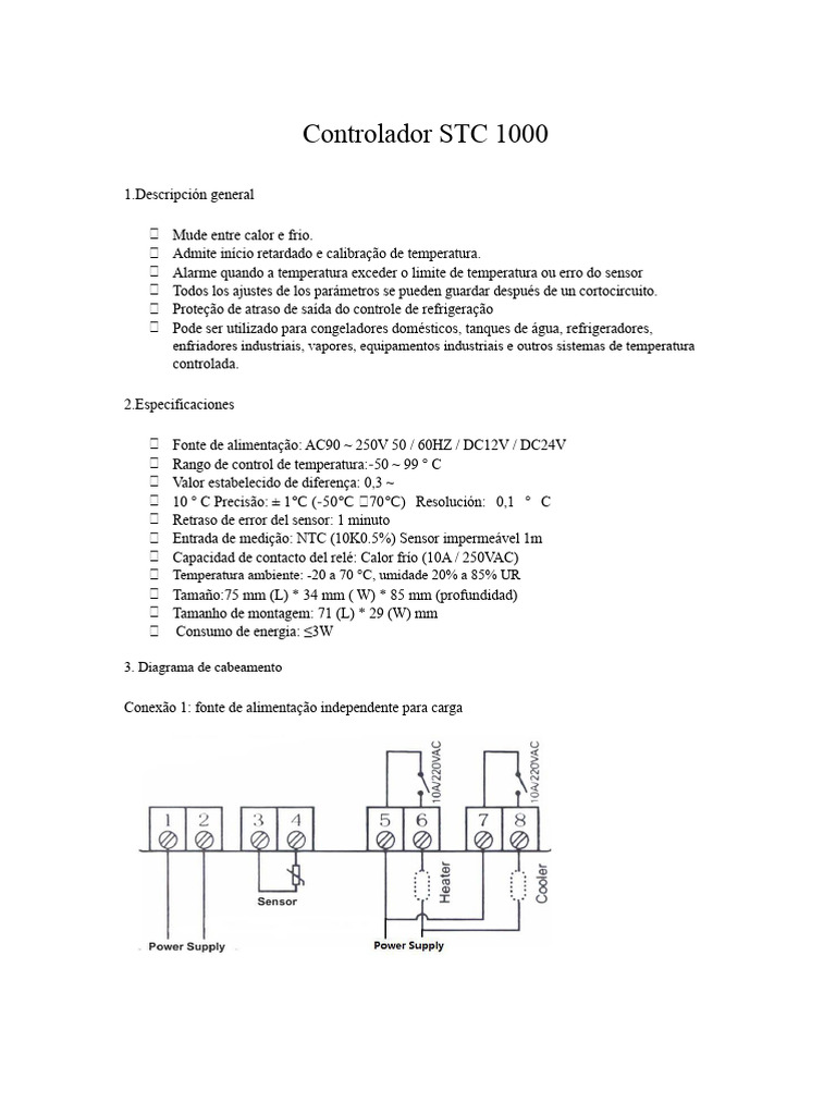 Manual do Controlador STC 1000 | PDF | Refrigeração | Temperatura