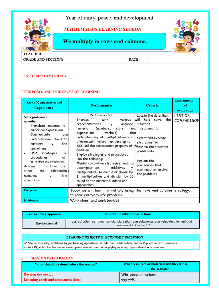 3rd MATH SESSION THURSDAY 25 WE MULTIPLY IN COLUMNS AND ROWS | PDF | Multiplication | Mathematics