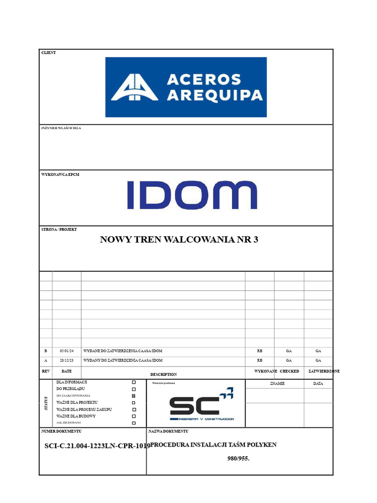 SCI-C.21.004-1223LN-CPR-1019 PROCEDURA INSTALACJI TAŚM POLYKEN - Rev B ...