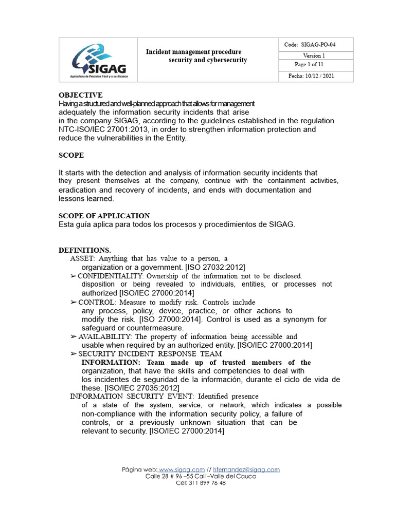 Incident Management Procedure for Cybersecurity | PDF | Security ...