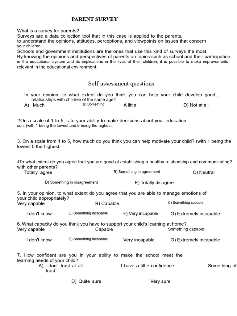 SURVEY FOR PARENTS | PDF | Schools | Homework