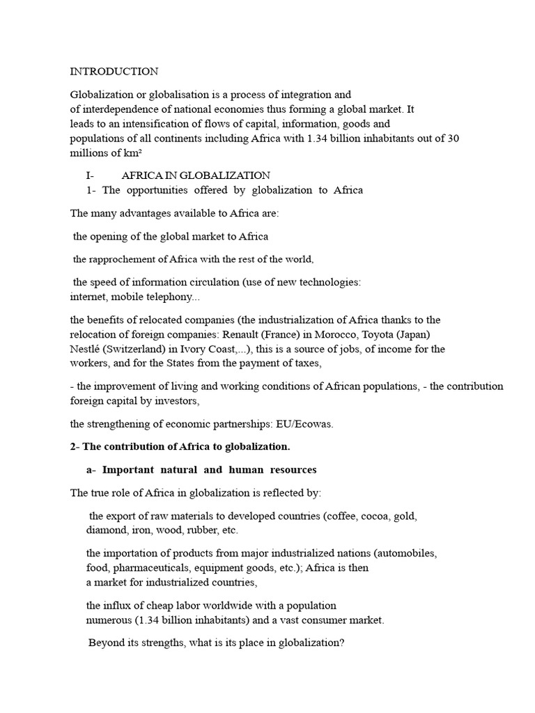 Expose The Role of Africa in Globalization | PDF | Globalization | Africa