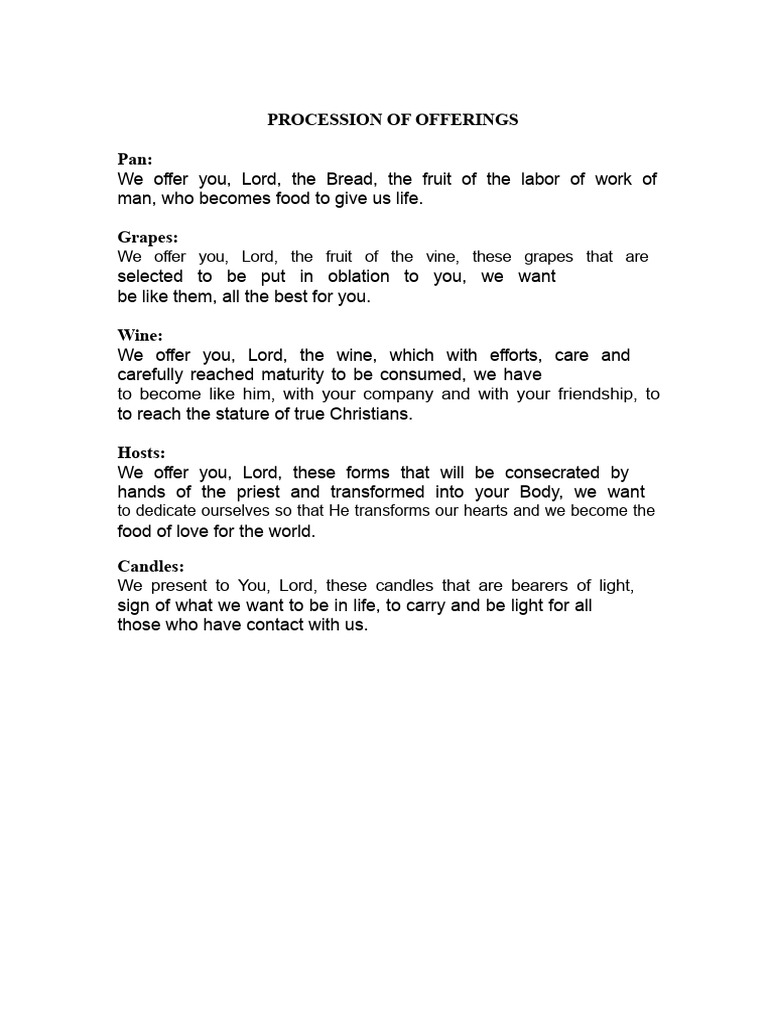 Procession of Offerings | PDF