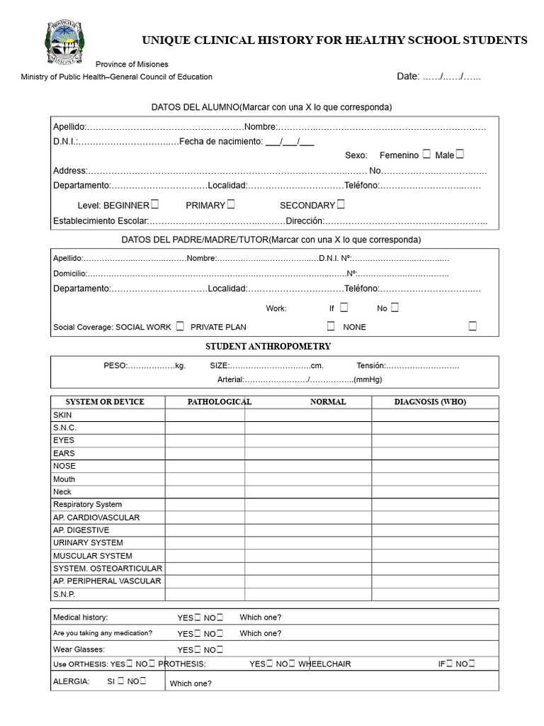 School Health Record 2024 | PDF | Medical Specialties | Clinical Medicine