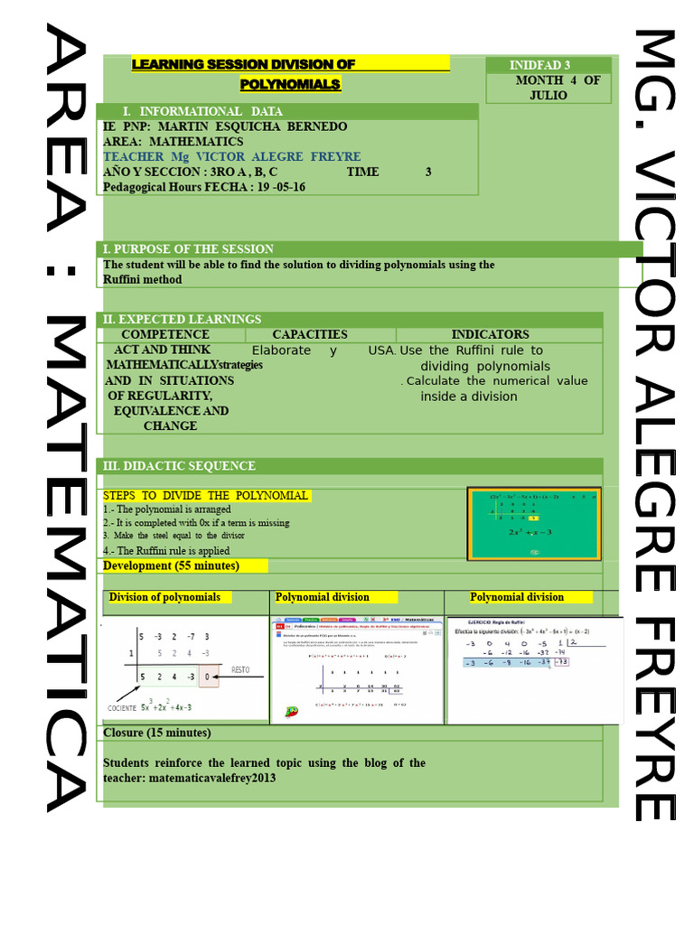 Dividing Polynomials Using Ruffini Method | PDF