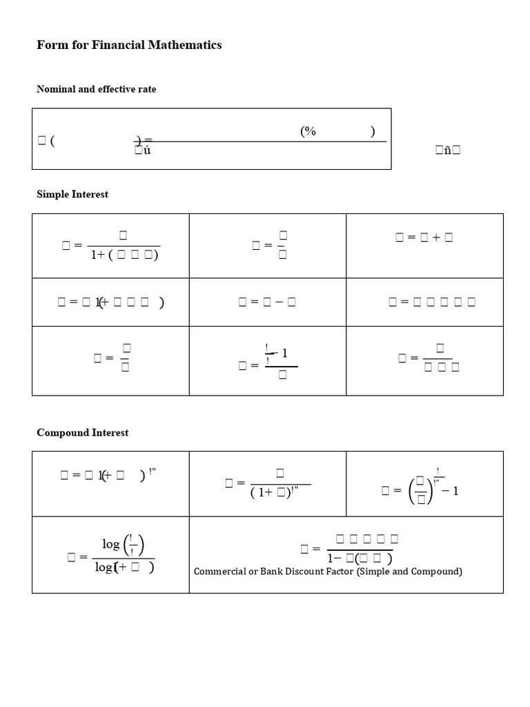 Financial Mathematics Form | PDF | Interest | Financial Services