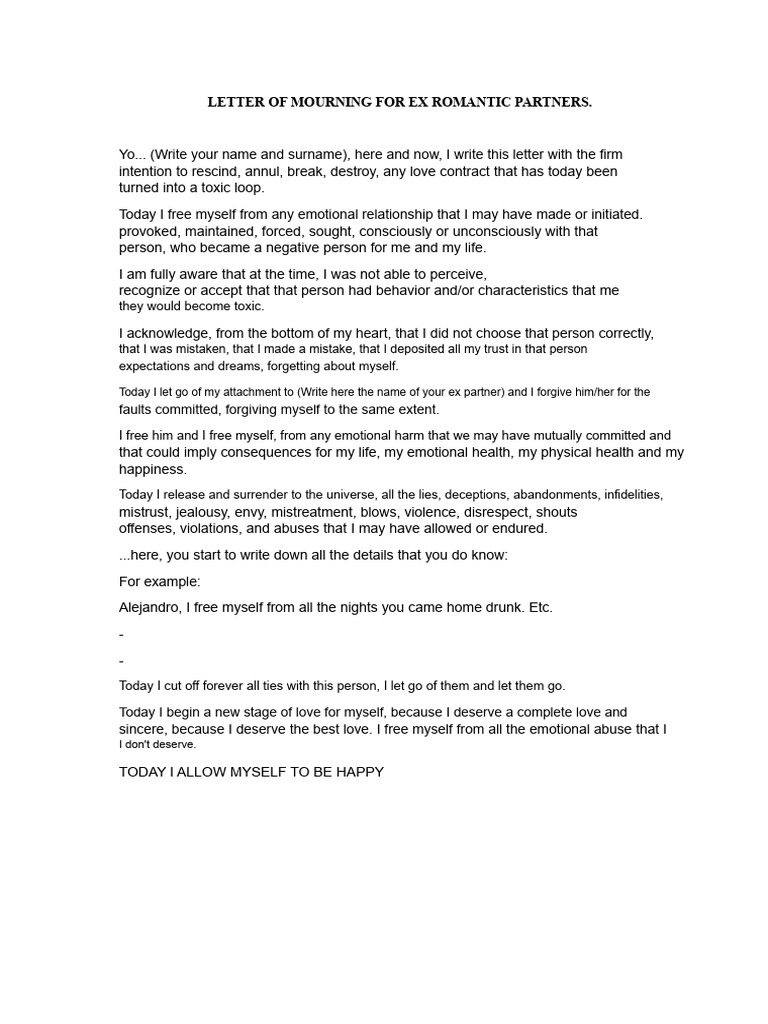 Tx LETTER OF MOURNING FOR EX-LOVERS.docx | PDF