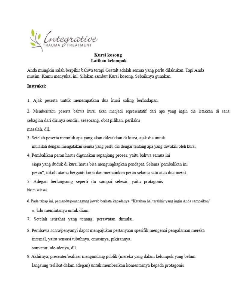 Teknik Terapi Gestalt: Kursi Kosong | PDF