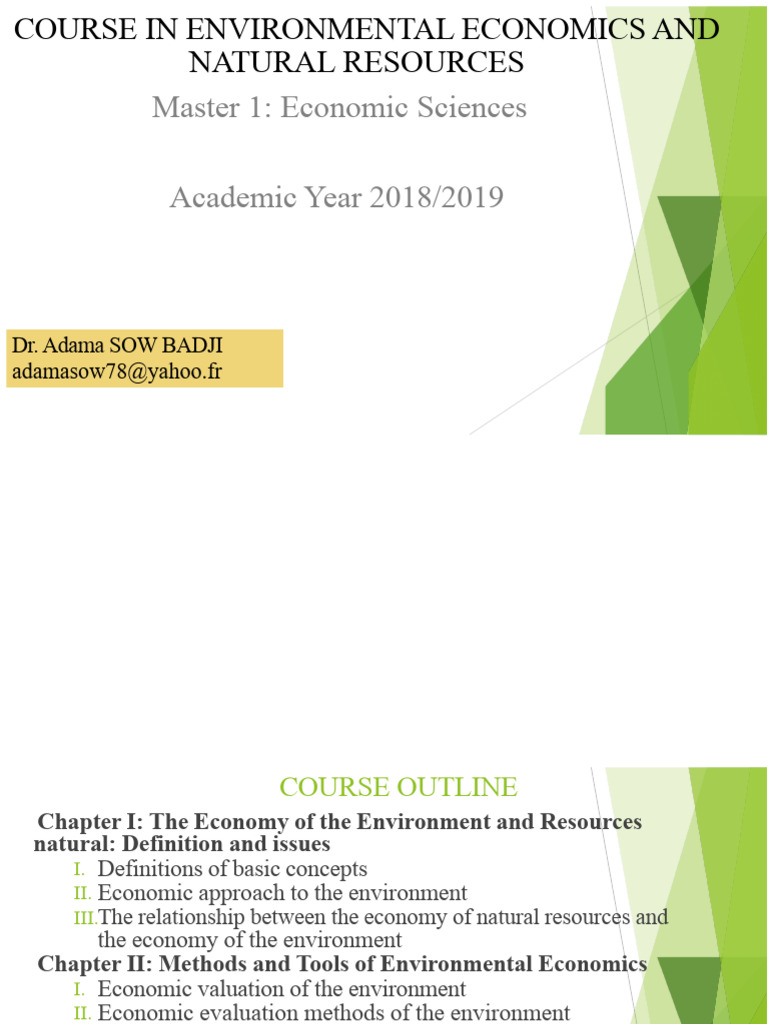 Course On Environmental Economics and Natural Resources | PDF ...
