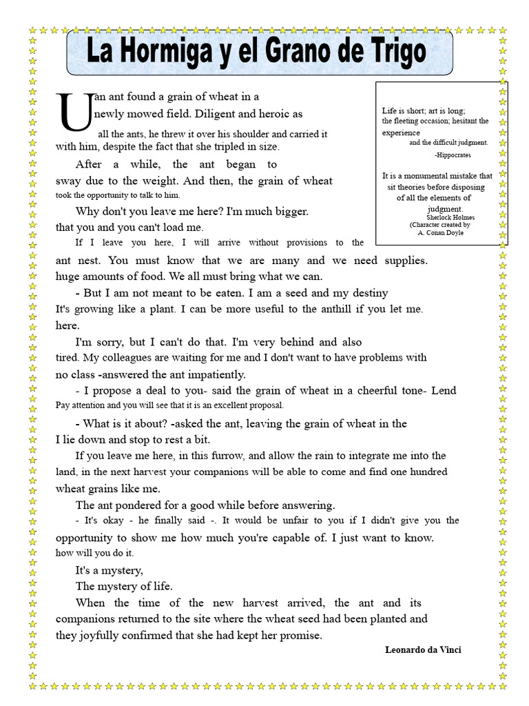 The Ant and The Grain of Wheat | PDF | Wheat
