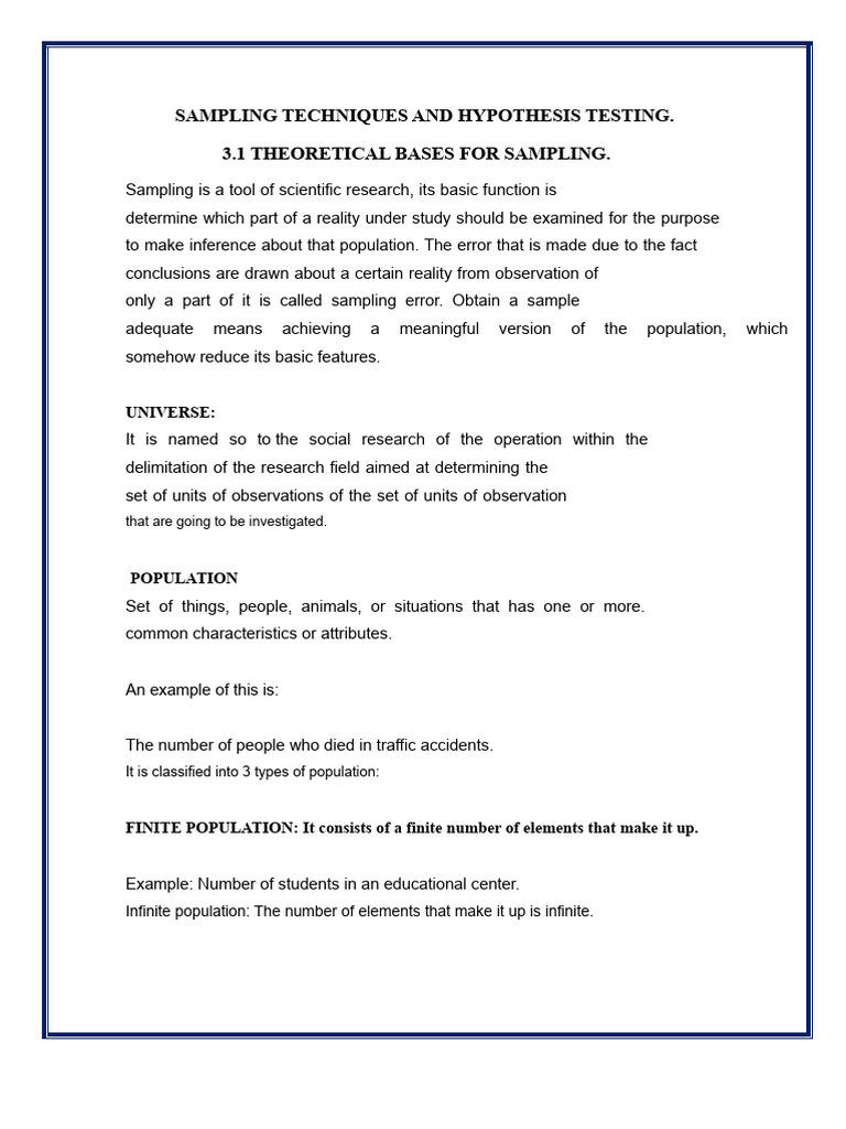 Sampling Techniques and Hypothesis Testing | PDF | Sampling (Statistics ...