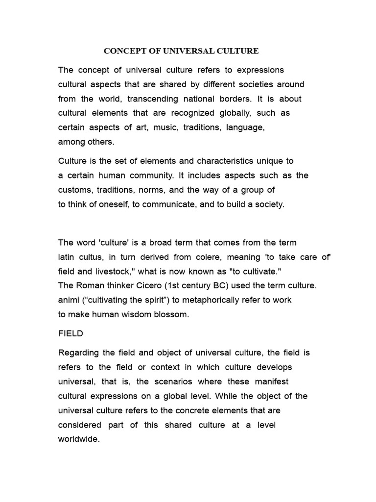 CONCEPT OF UNIVERSAL CULTURE | PDF | Liberal Arts Education