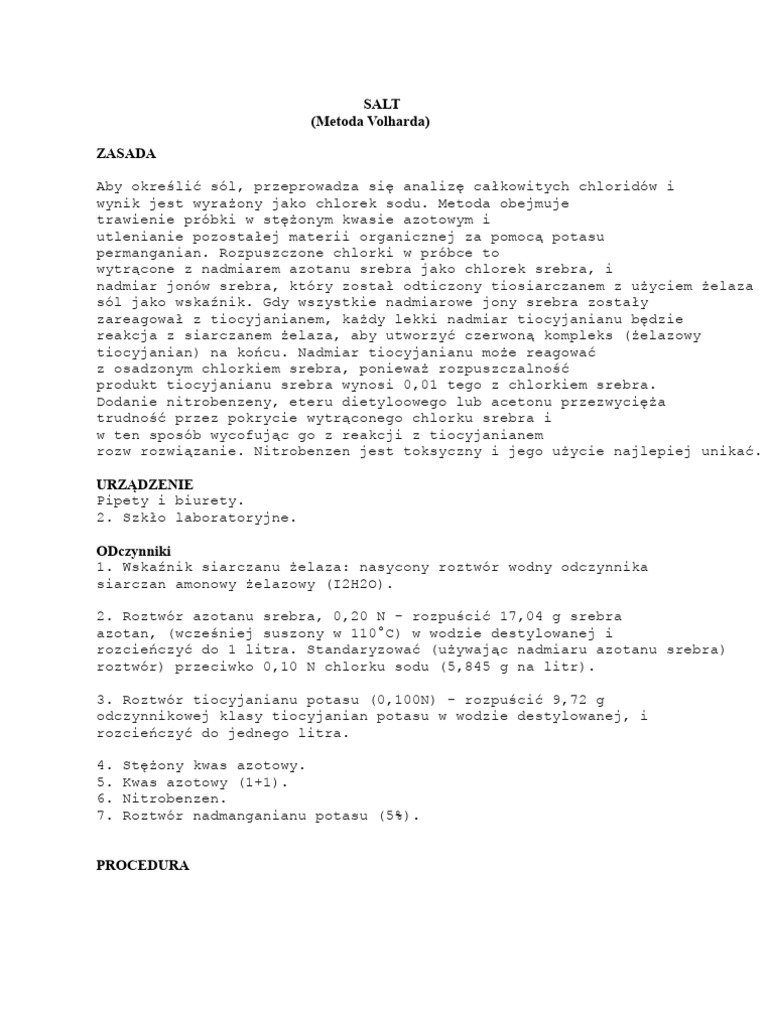 Sól (Metoda Volharda) | PDF