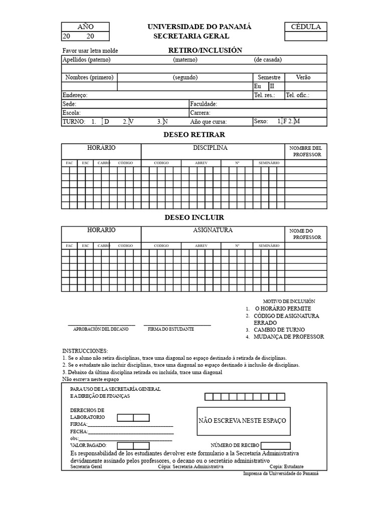 Formulário de Retirada e Inclusão | PDF