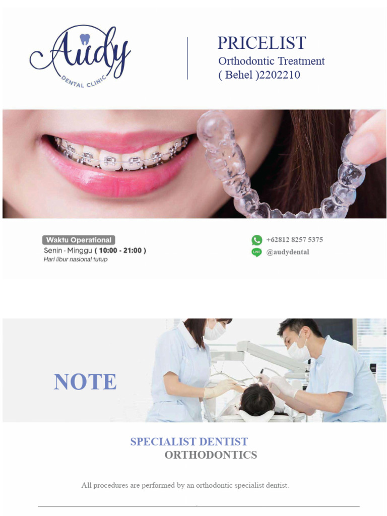 Audy Dental Orthodontic Price List | PDF | Orthodontics | Payments