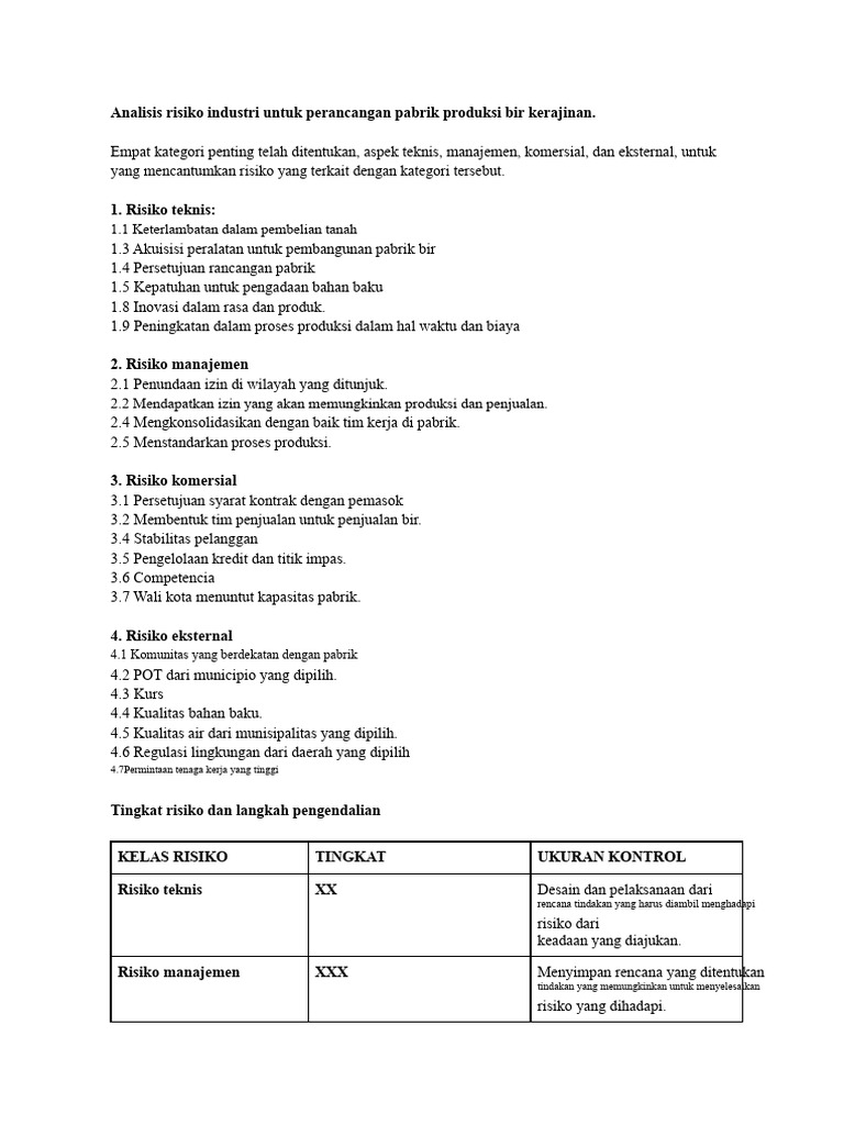 Matriks risiko .docx | PDF
