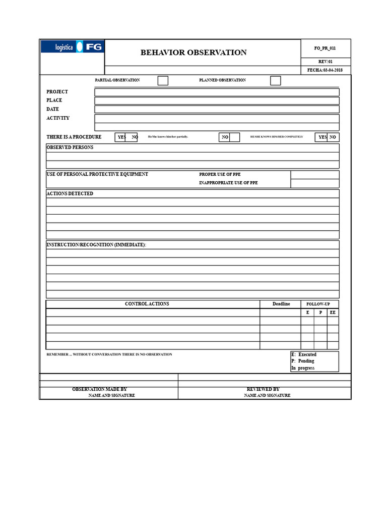 Behavior Observation | PDF