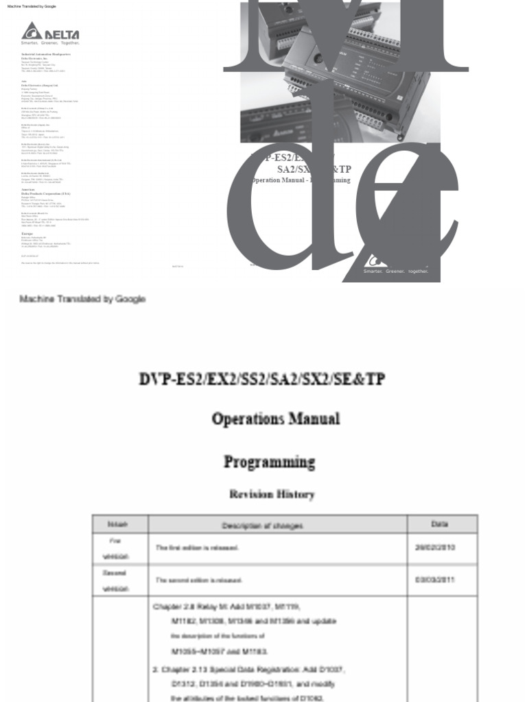 Delta PLC Manual DVP ES2 EX2 SS2 SA2 SX2 SE TP 1 50 | PDF | Computing ...