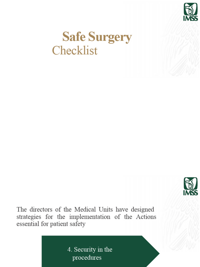 Safe Surgery Checklist Imss | PDF | Surgery | Medical Specialties