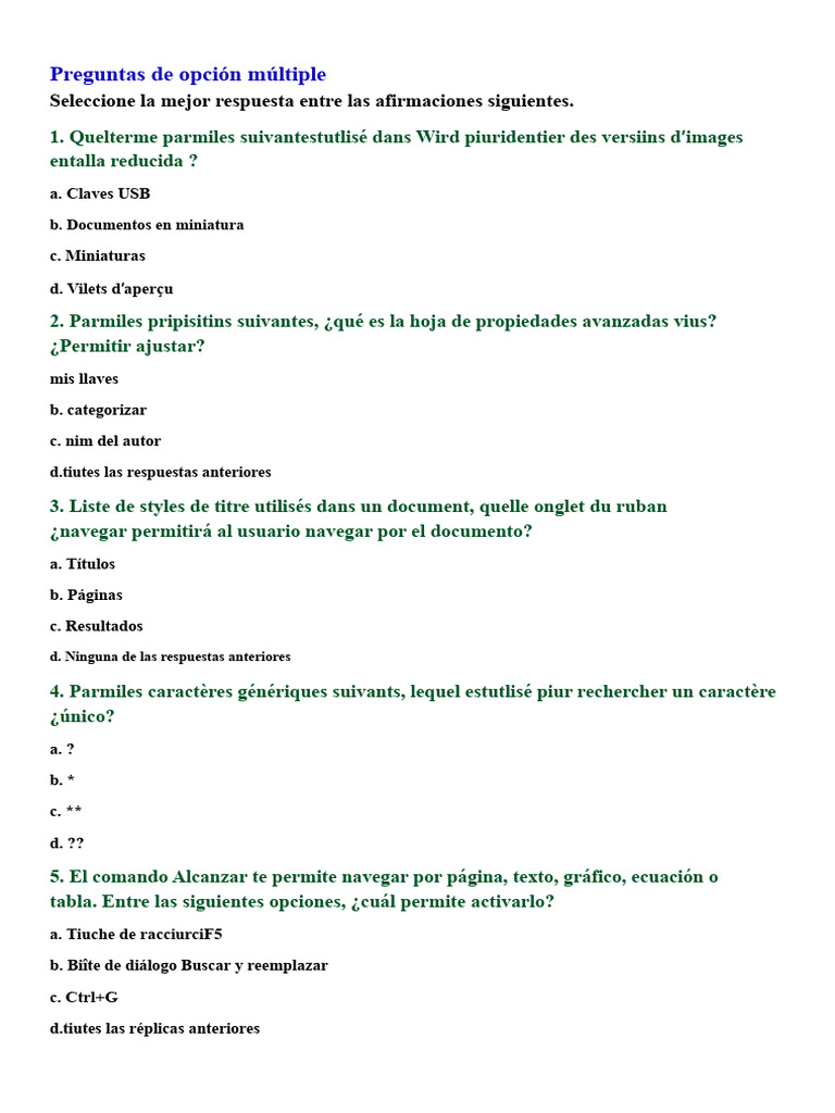Preguntas de Opción Múltiple | PDF