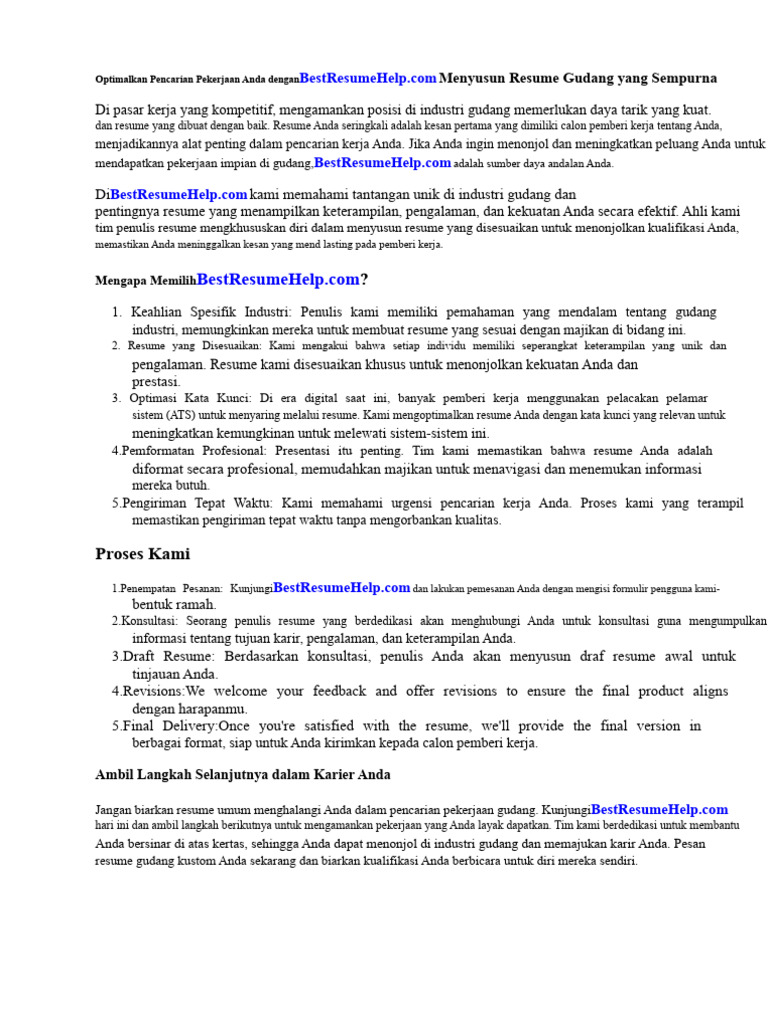 Contoh Resume Gudang | PDF