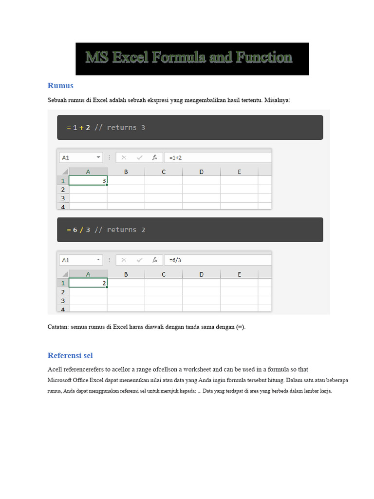 Panduan Rumus dan Fungsi Excel | PDF