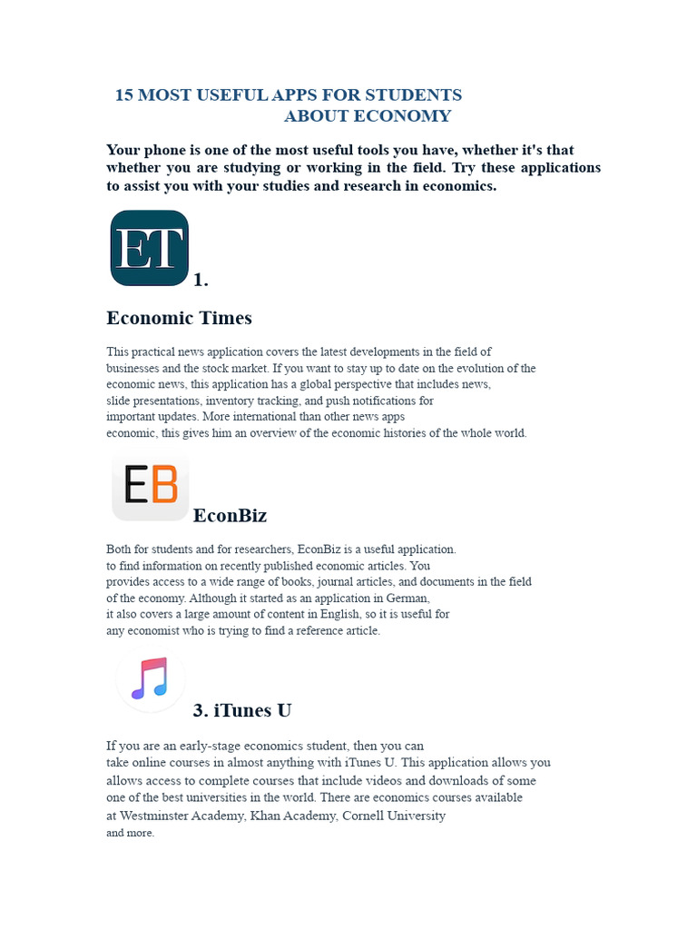 Essential Apps for Economics Students | PDF | Economics | Data