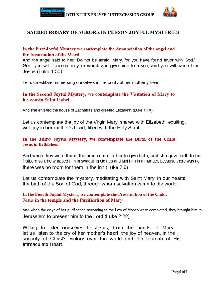 2020 HOLY ROSARY Joyful Mysteries For Transmission - KNIGHTS OF THE ...