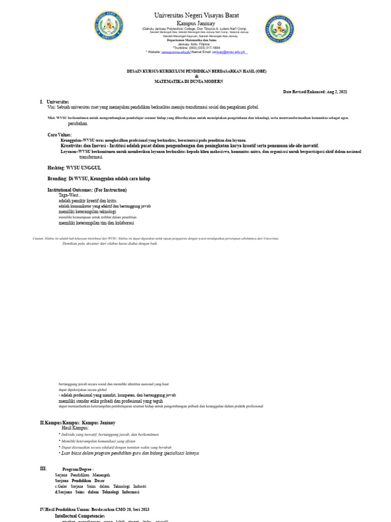 MTH 101 Matematika Di Dunia Modern 2021-2022 | PDF