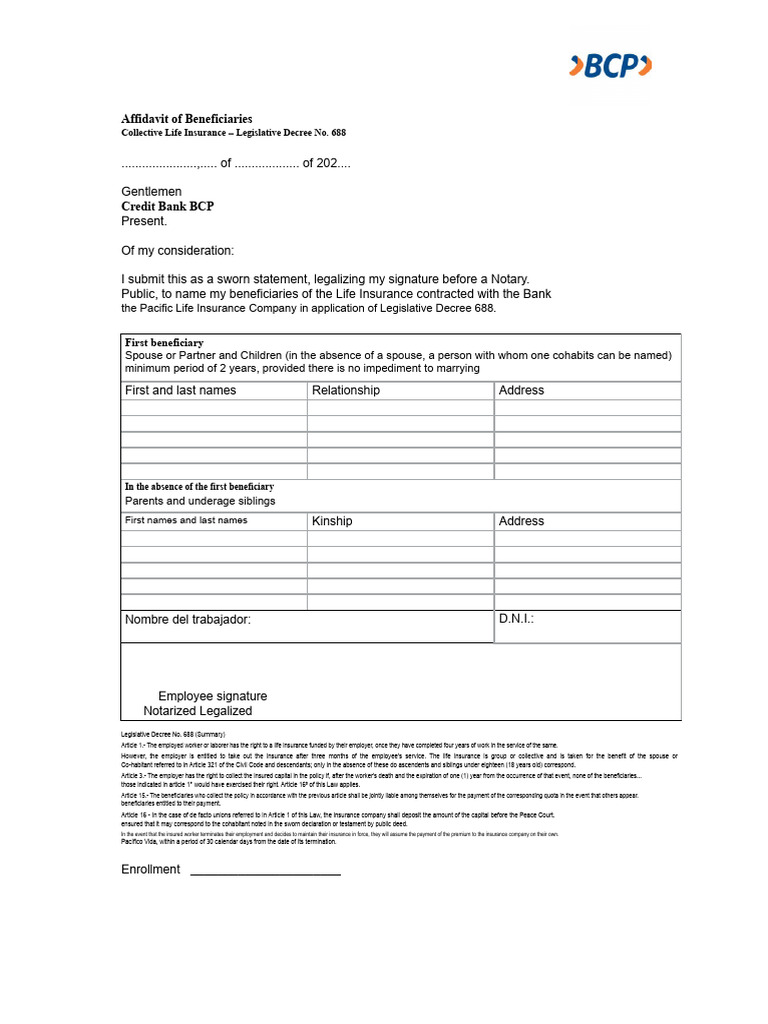 Affidavit - Life Insurance Law | PDF | Affidavit | Notary Public