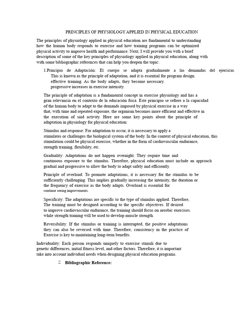 Physiology Principles in Physical Education | PDF | Strength Training ...