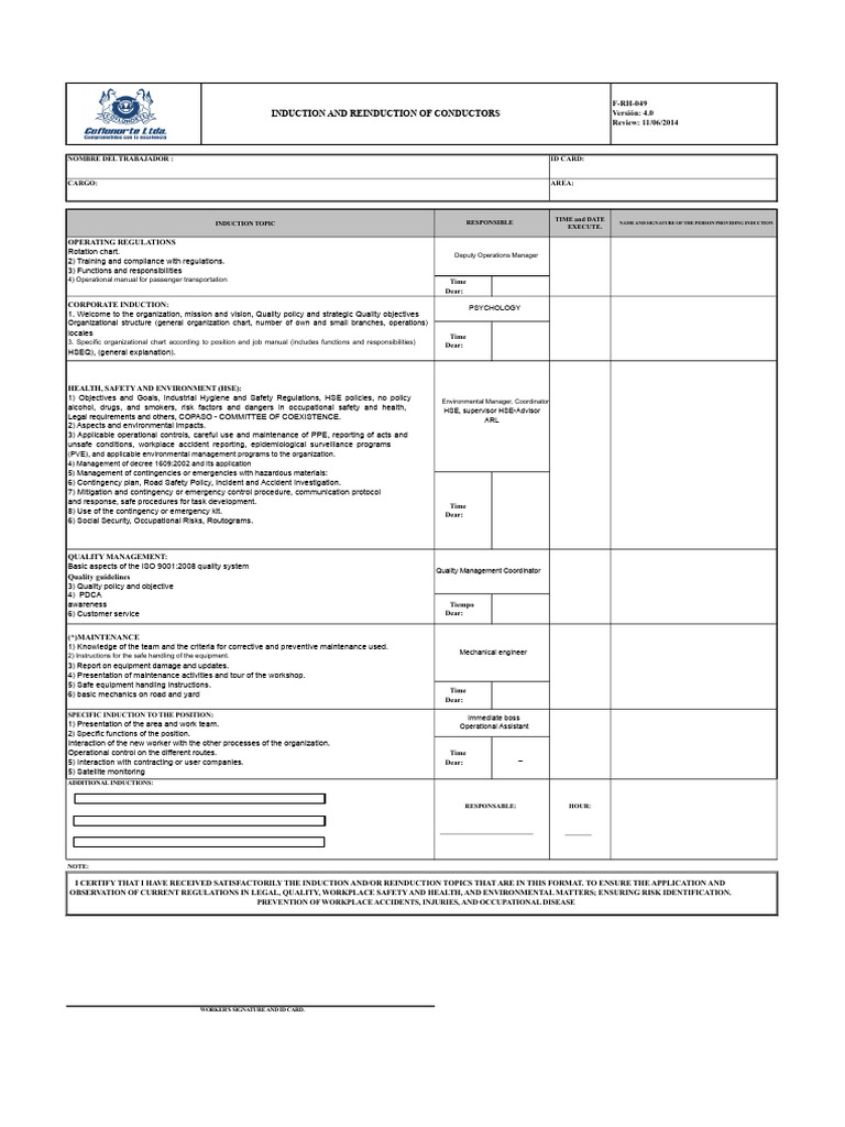 234139720 Driver Induction | PDF | Occupational Safety And Health | Safety