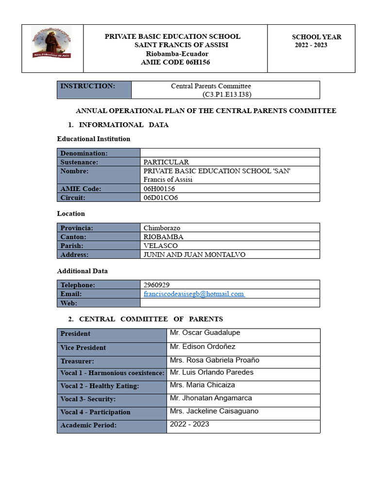 Annual Plan for Saint Francis School 2022-23 | PDF