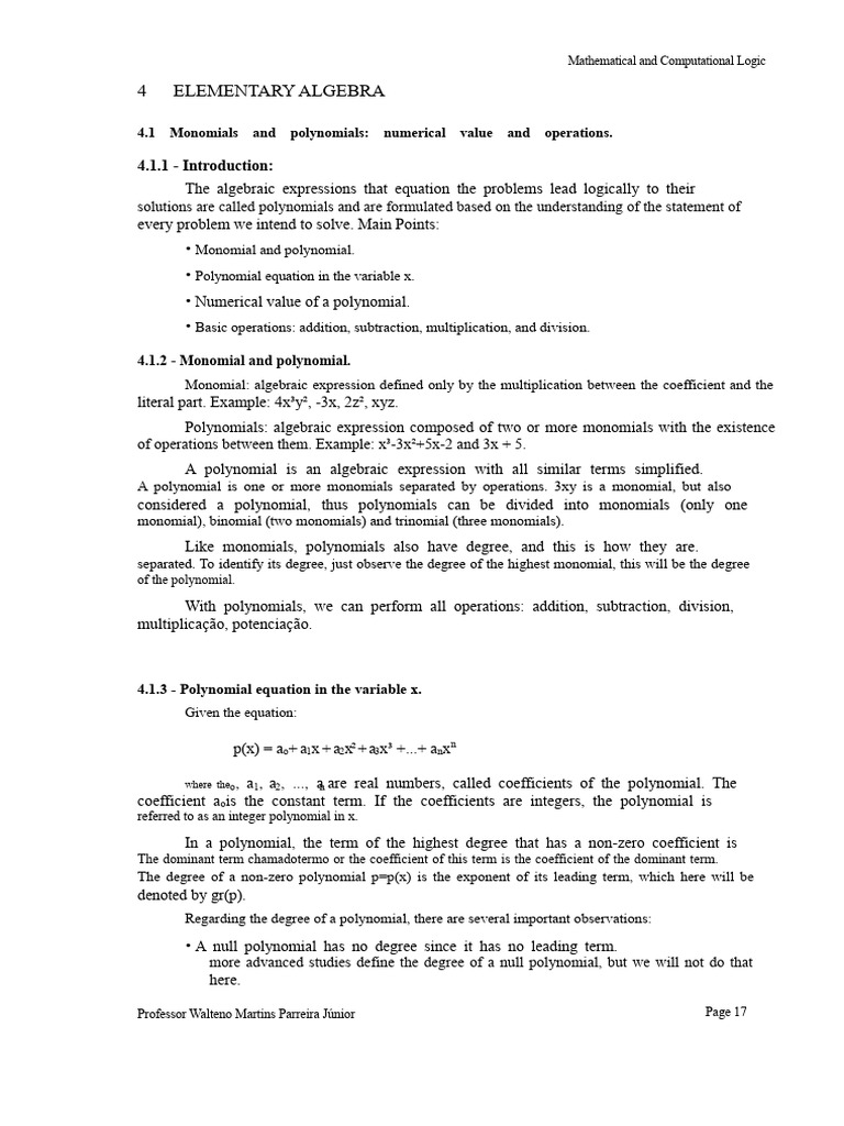 Monomials and Polynomials PDF | PDF | Polynomial | Algebra