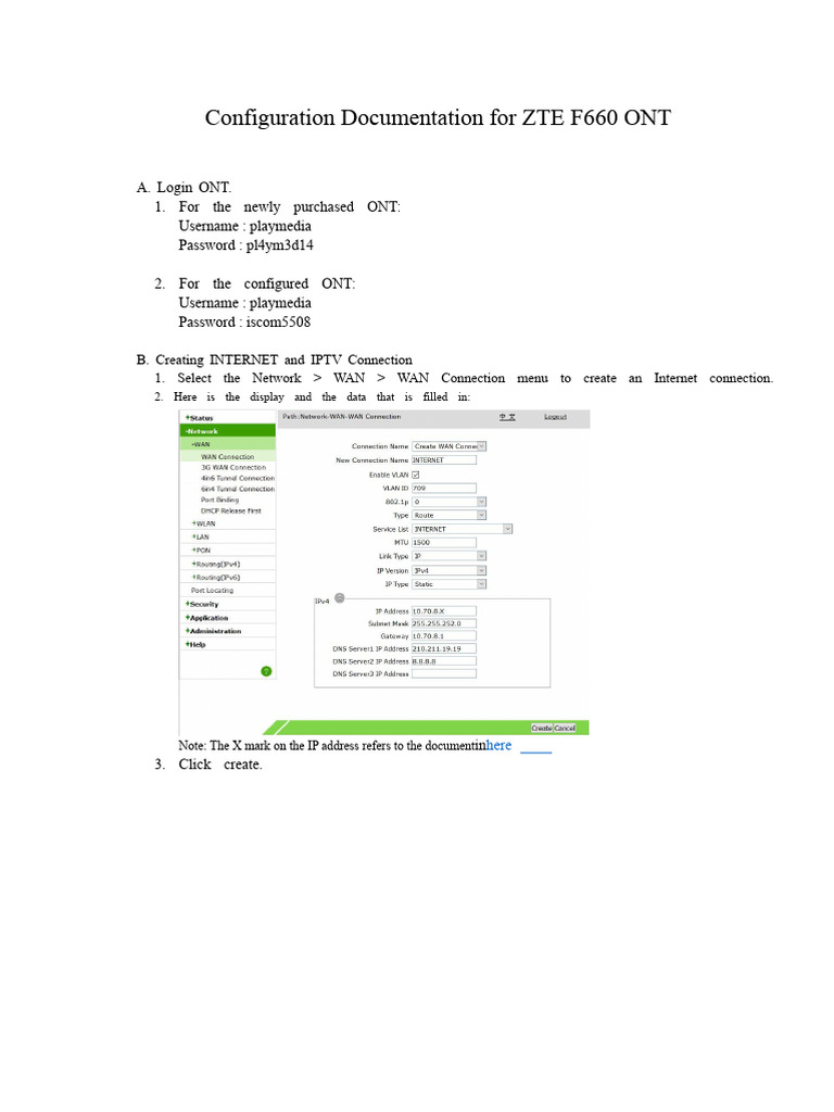 ZTE F660 ONT Configuration Guide | PDF