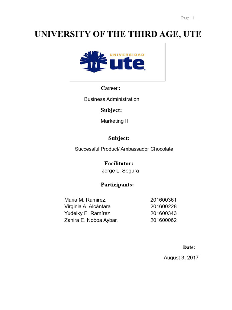 Final Project of Marketing II CHOCOLATE AMBASSADOR | PDF | Chocolate