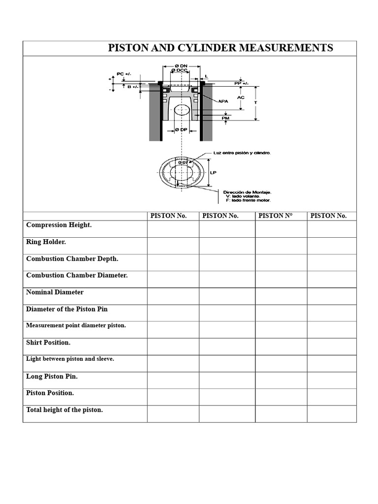 Piston and Cylinder Measurement Guide | PDF