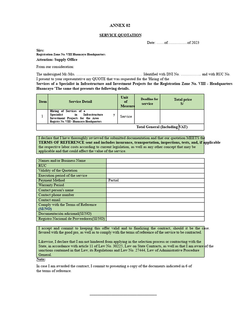 Service Quotation for Infrastructure Specialist | PDF