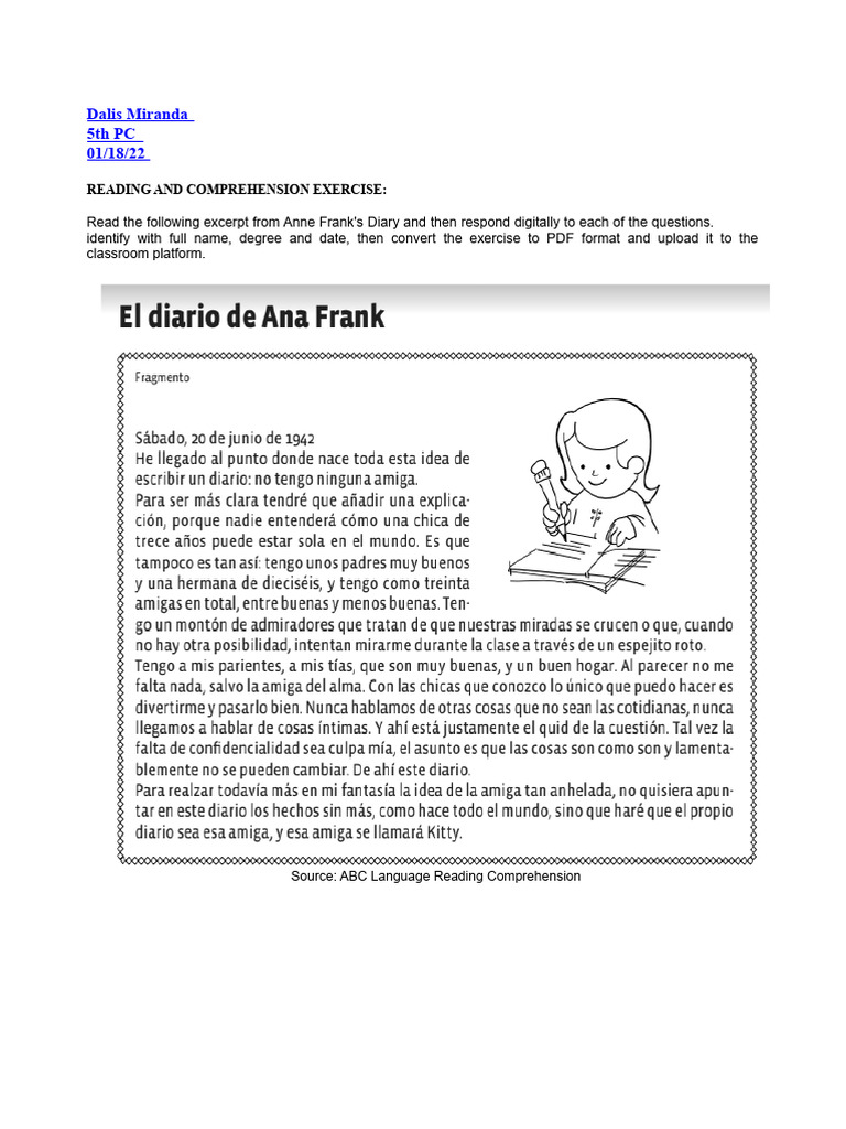 Reading and Understanding Anne Frank | PDF