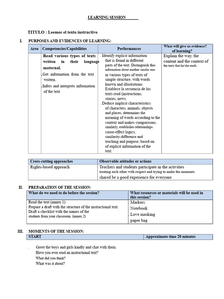 Session Instructional Text | PDF | Learning | Information