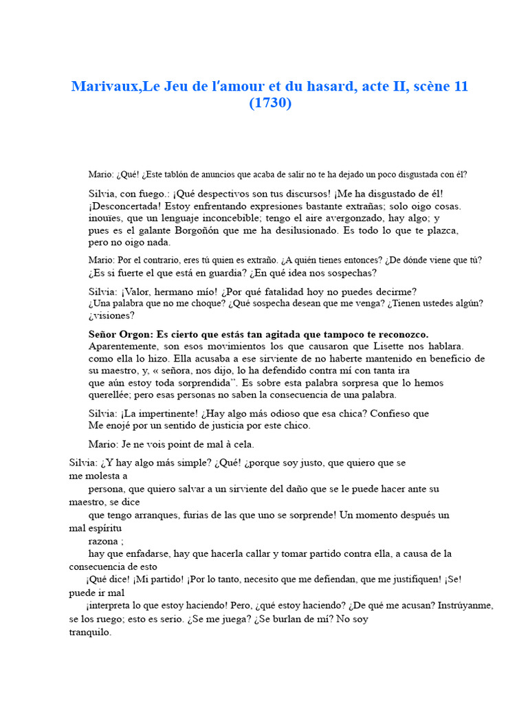 El Juego del amor y del azar 2 | PDF