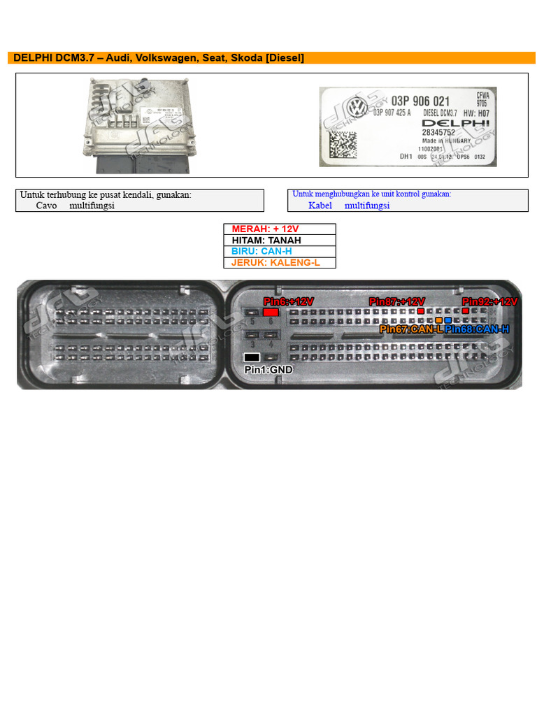 PINOUT_DELPHI_DCM3.7_VAG | PDF