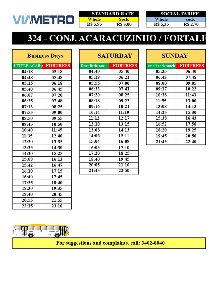 Bus schedule | PDF